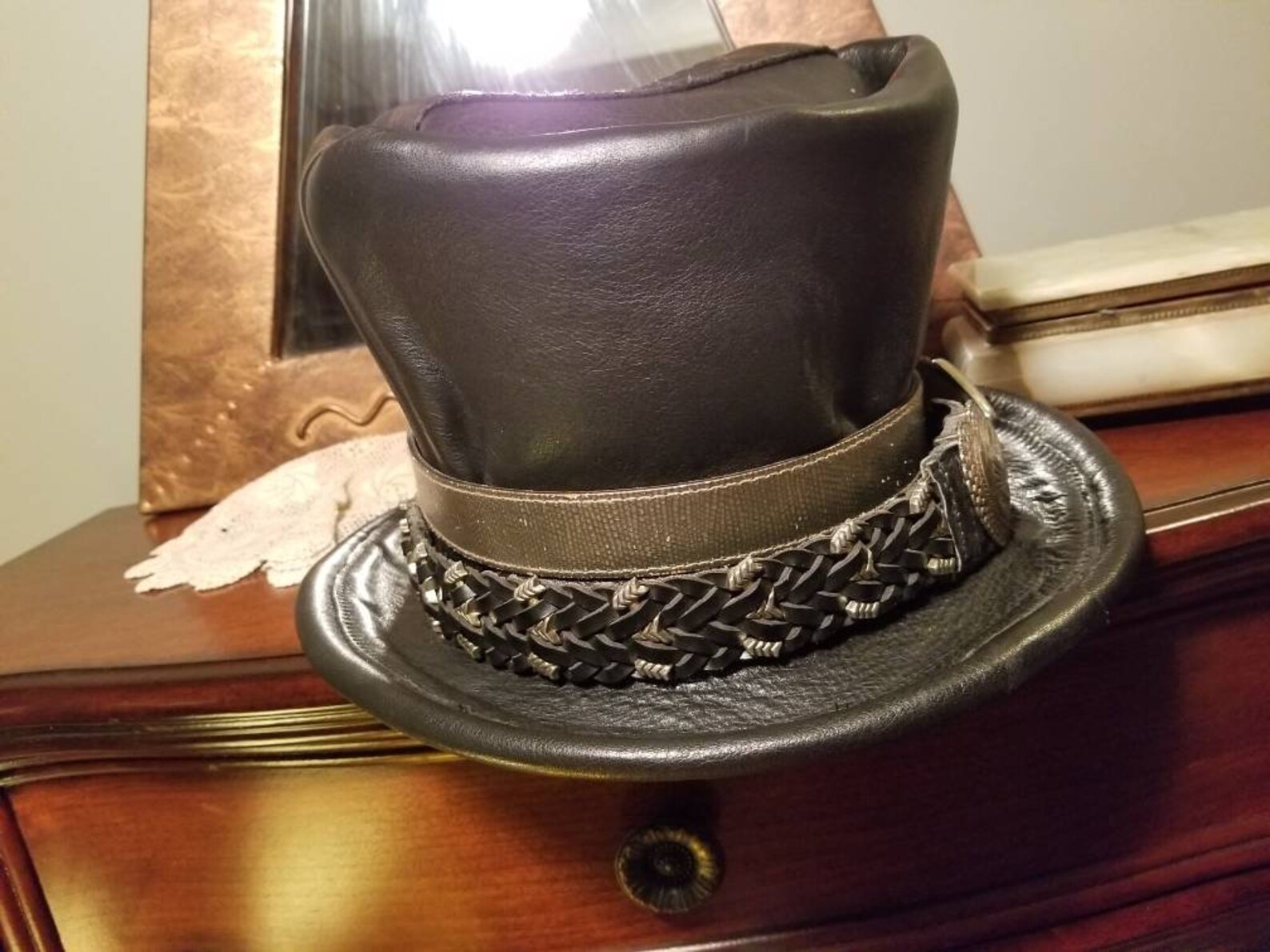 Vintage Leather Top Hat hand made by Buffalo Soldier Designed | Etsy