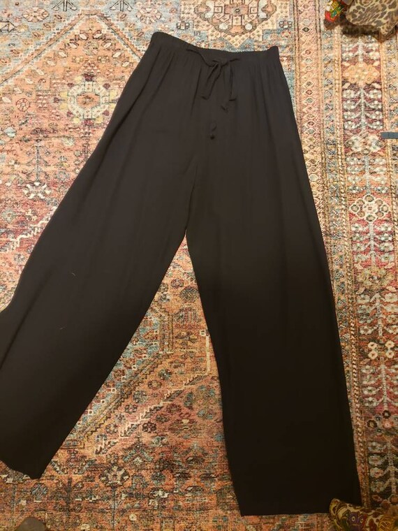 Black Loose Linen Look Wide Leg Trousers MP Excellent - Etsy