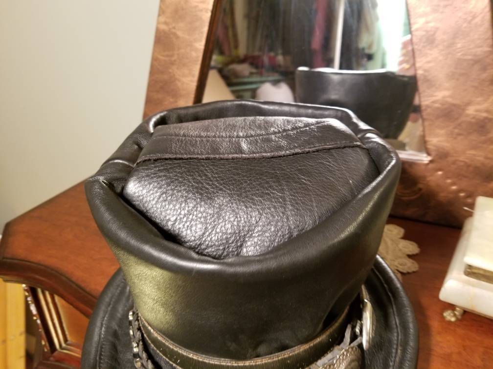 Vintage Leather Top Hat hand made by Buffalo Soldier Designed | Etsy
