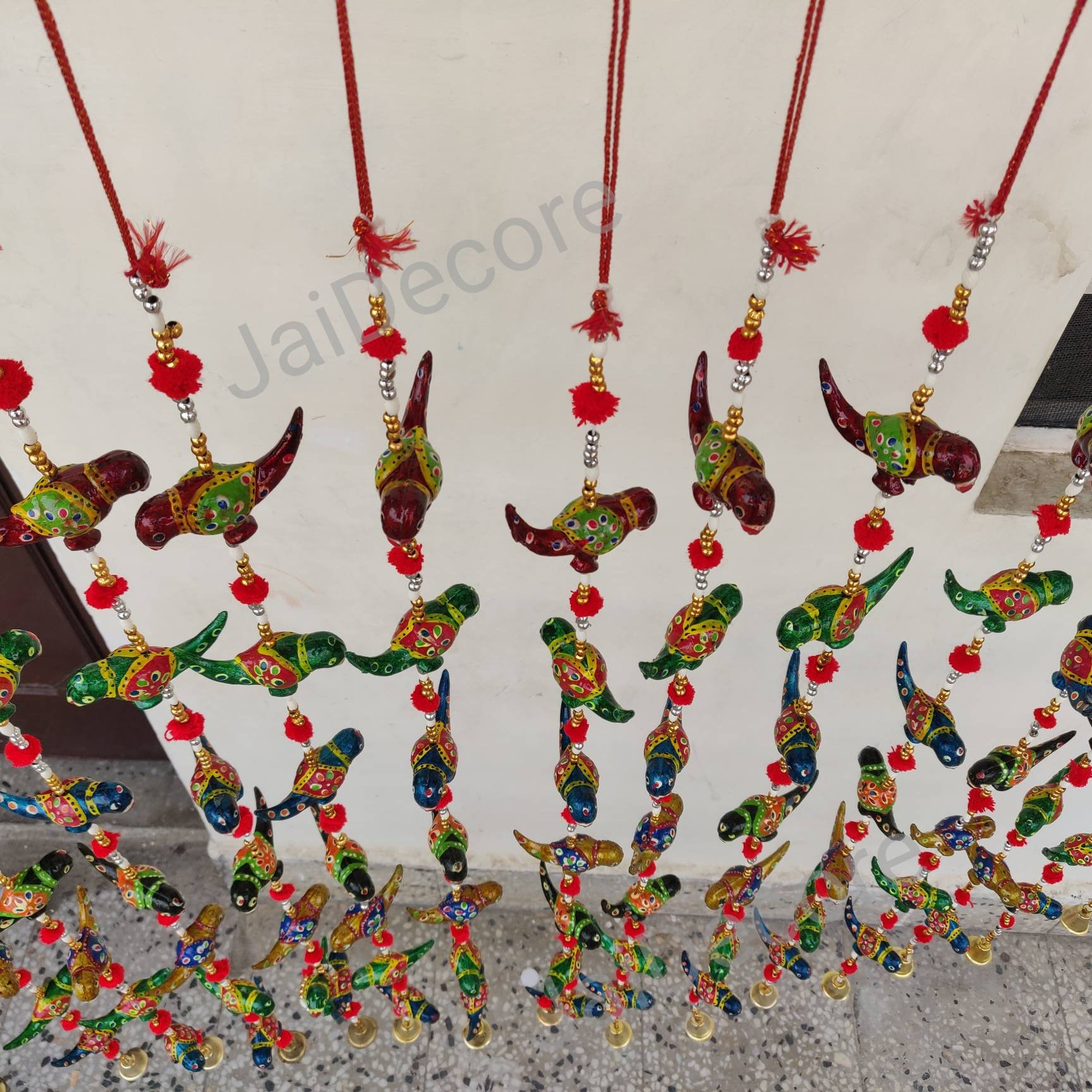 Set of 2 Artificial Parrot Pompom Strings With Golden And | Etsy