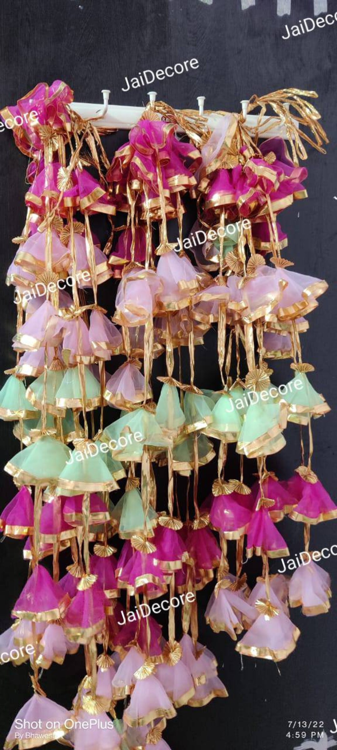 15 Pieces of Flower Strings Fabric Tassels Toran Flower Lines Triangle ...
