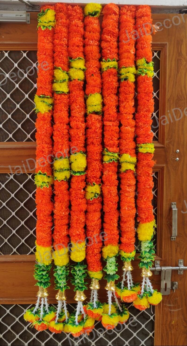 Indian Decoration Heavy Artificial Flower Strings Orange Toran | Etsy