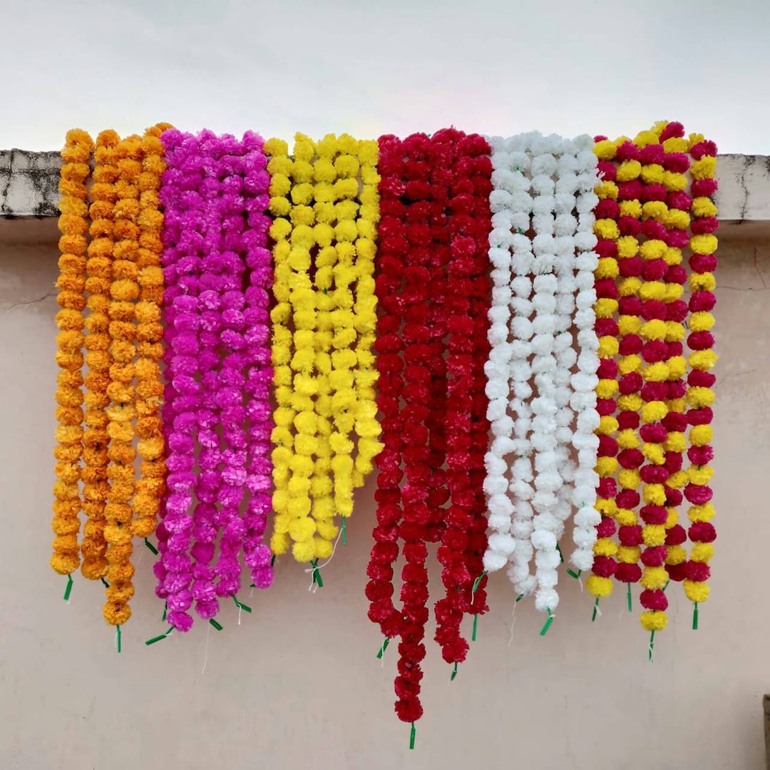 Assorted 60 Pieces of Flower Strings Torans Flower Garland Lines ...