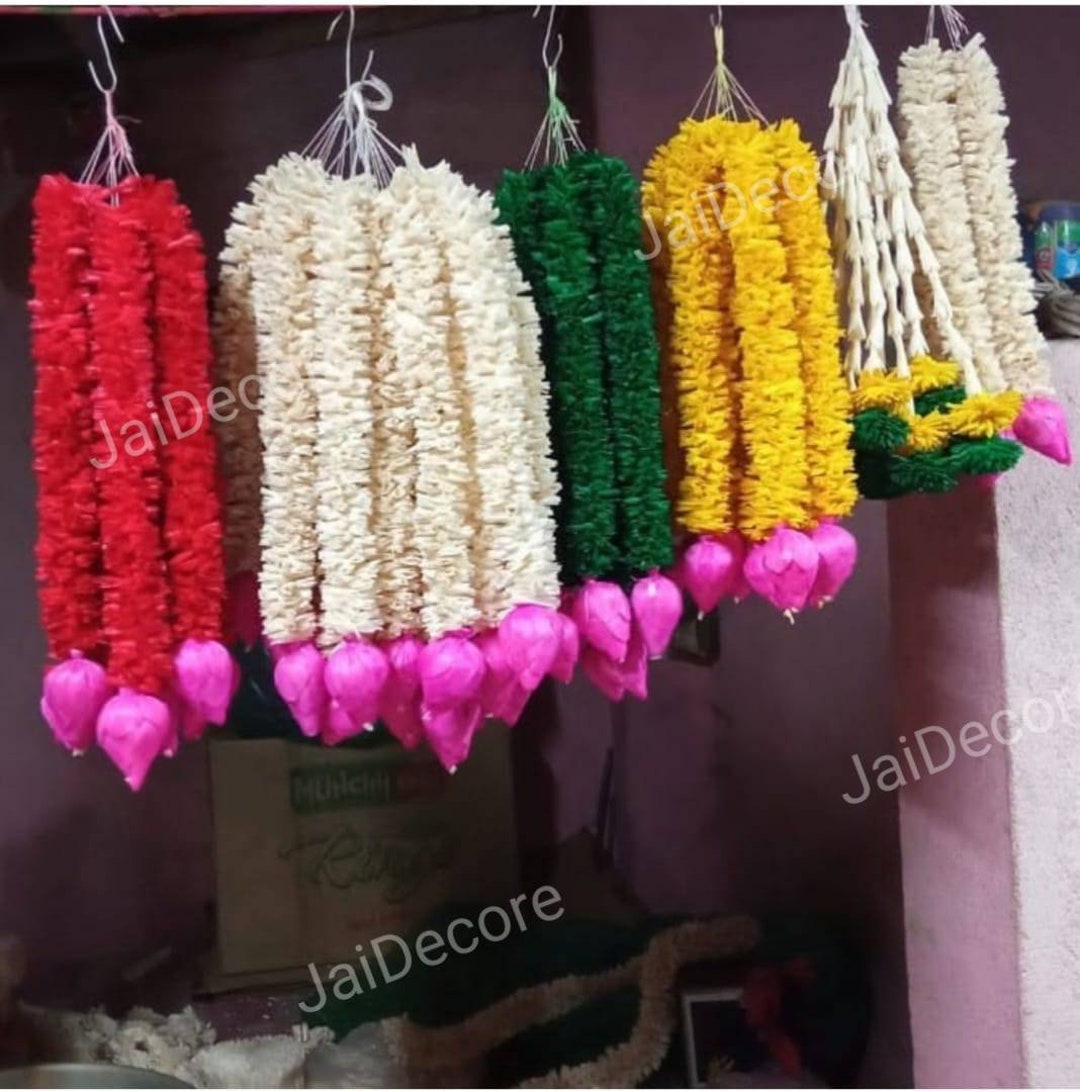 5 Strings of Sola Wood Decoration South Indian Paper Flower Jasmin ...