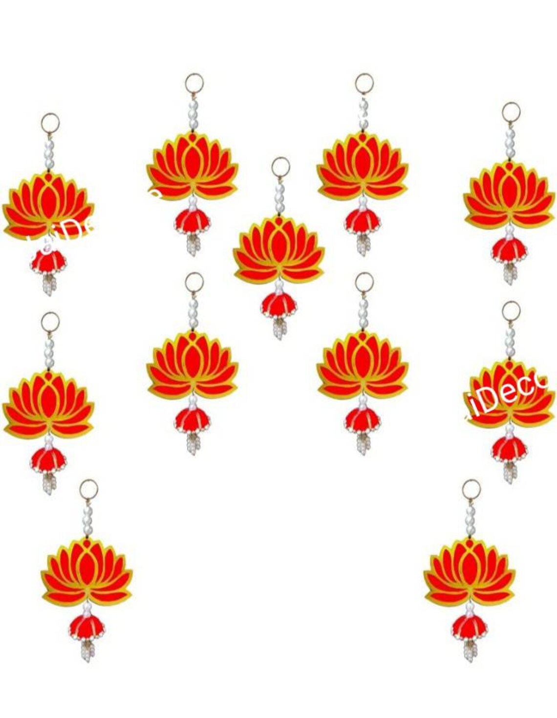 5 Hangings of Indian Flower Garland Wooden Lotus Jhoomer Decoration ...