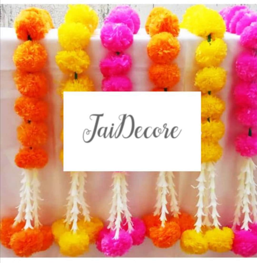 4 Ft Long Marigold Lily Flower Strings Torans Flower Garland Marigold ...