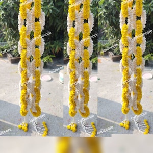 Pair of Sola Wood Indian Decoration Chain String Paper Flower Sampangi ...