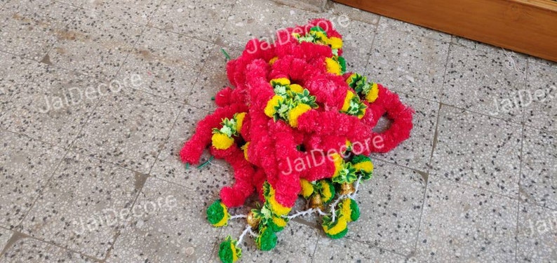 Indian Decoration Heavy Artificial Flower Bell Strings Red - Etsy