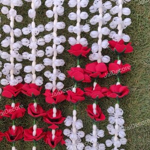 5 Strings Mogra Ladi Flower Strings Torans Flower Garland Lines Red ...