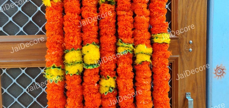 Indian Decoration Heavy Artificial Flower Strings Orange Toran | Etsy