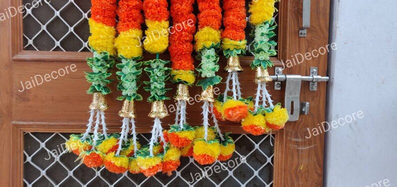 Indian Decoration Heavy Artificial Flower Strings Orange Toran | Etsy