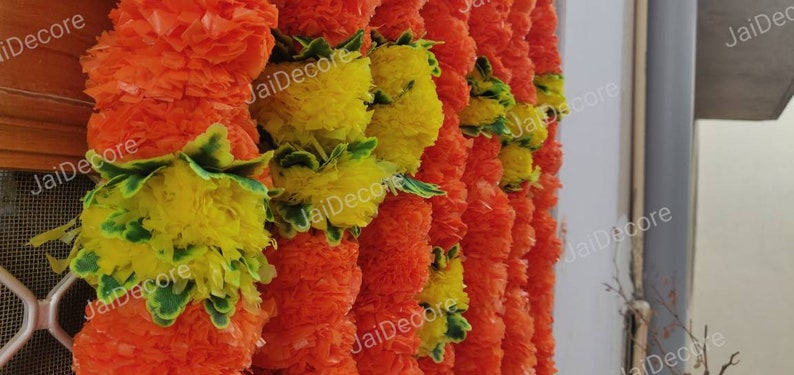 Indian Decoration Heavy Artificial Flower Strings Orange Toran | Etsy