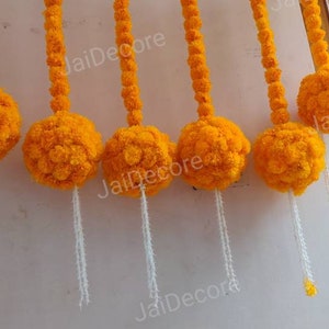 5 Strings Marigold Lily Flower Strings Torans Flower Ball Garland ...
