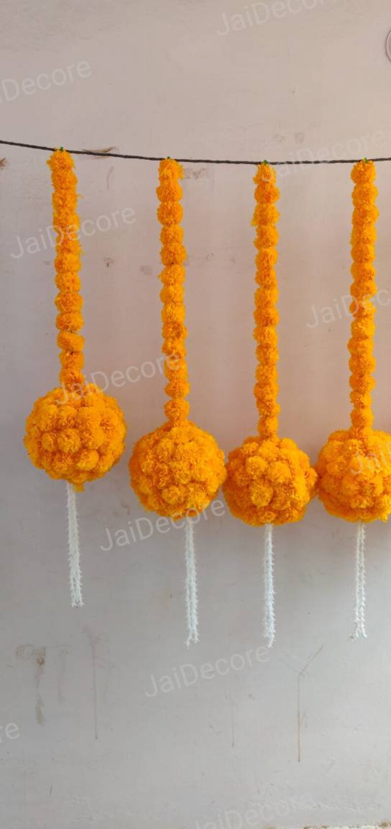 5 Strings Marigold Lily Flower Strings Torans Flower Ball Garland ...