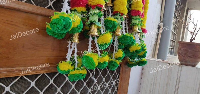 Indian Decoration Heavy Artificial Flower Bell Strings Red - Etsy