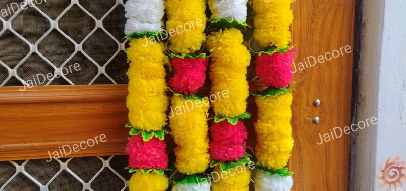 Indian Decoration Heavy Artificial Flower Strings Orange Toran | Etsy