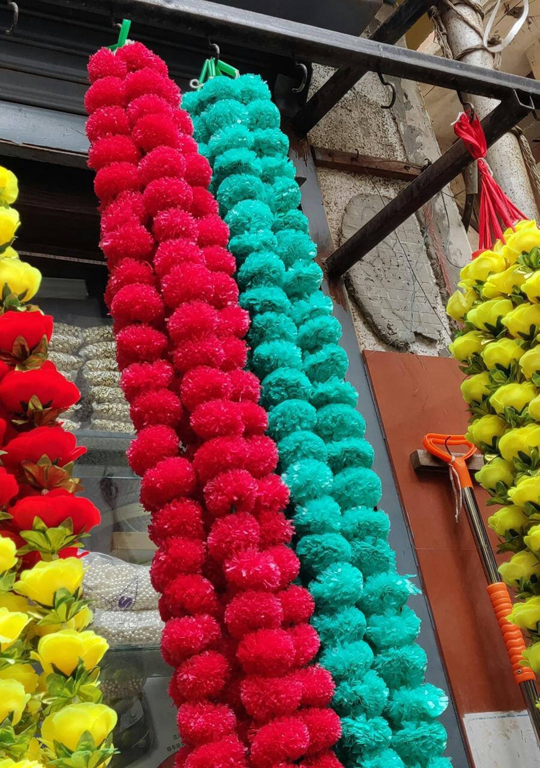 50 Pieces of Flower Strings Torans Flower Garland Lines Orange Flower ...