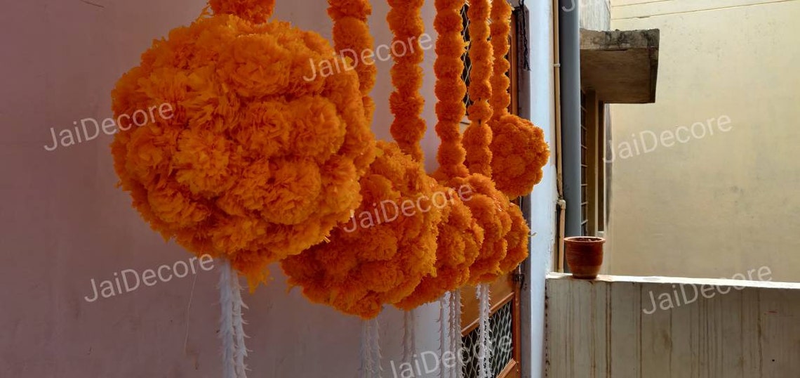 5 Strings Marigold Lily Flower Strings Torans Flower Ball - Etsy