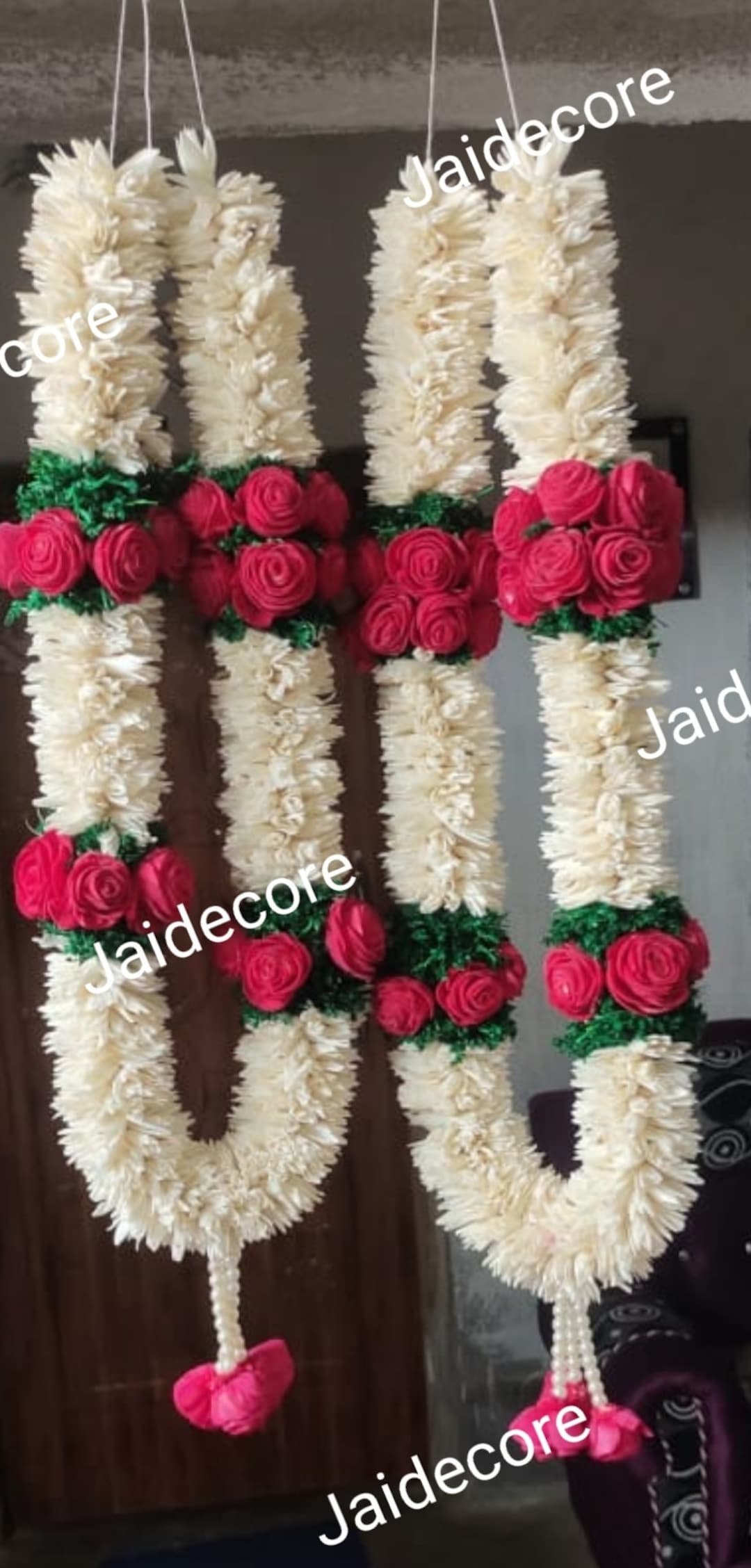 3 Feet 6 Cm Thick Varmala Sola Wood Paper Like Flower Jasmin Garland ...