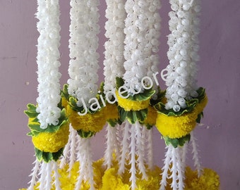 10 Strings of Mogra Ladi Flower Strings Torans Flower Garland Lines ...