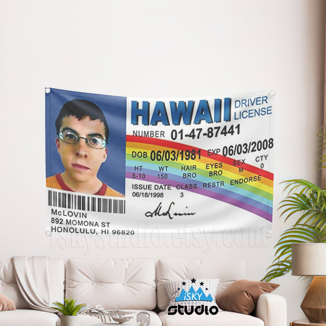 Funny Tapestry MC Lovin Fake ID College Art/ Banner Flag/ - Etsy
