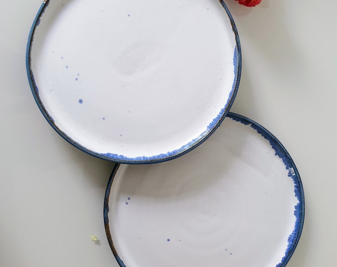 Ceramic, Handmade Plates in Blue and White - Etsy