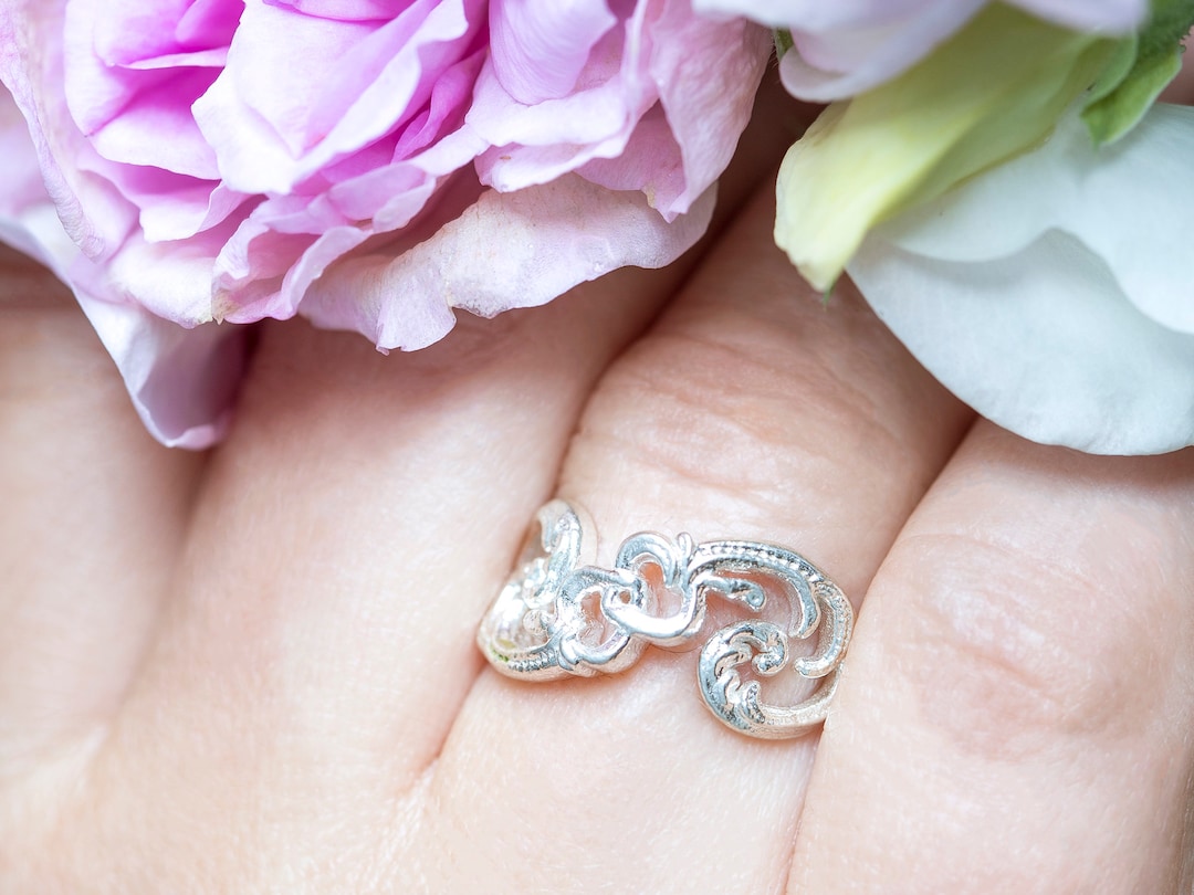 Sweden Women Silver Ring, Dala Folklore Kurbits, Two Hearts Love Grows ...