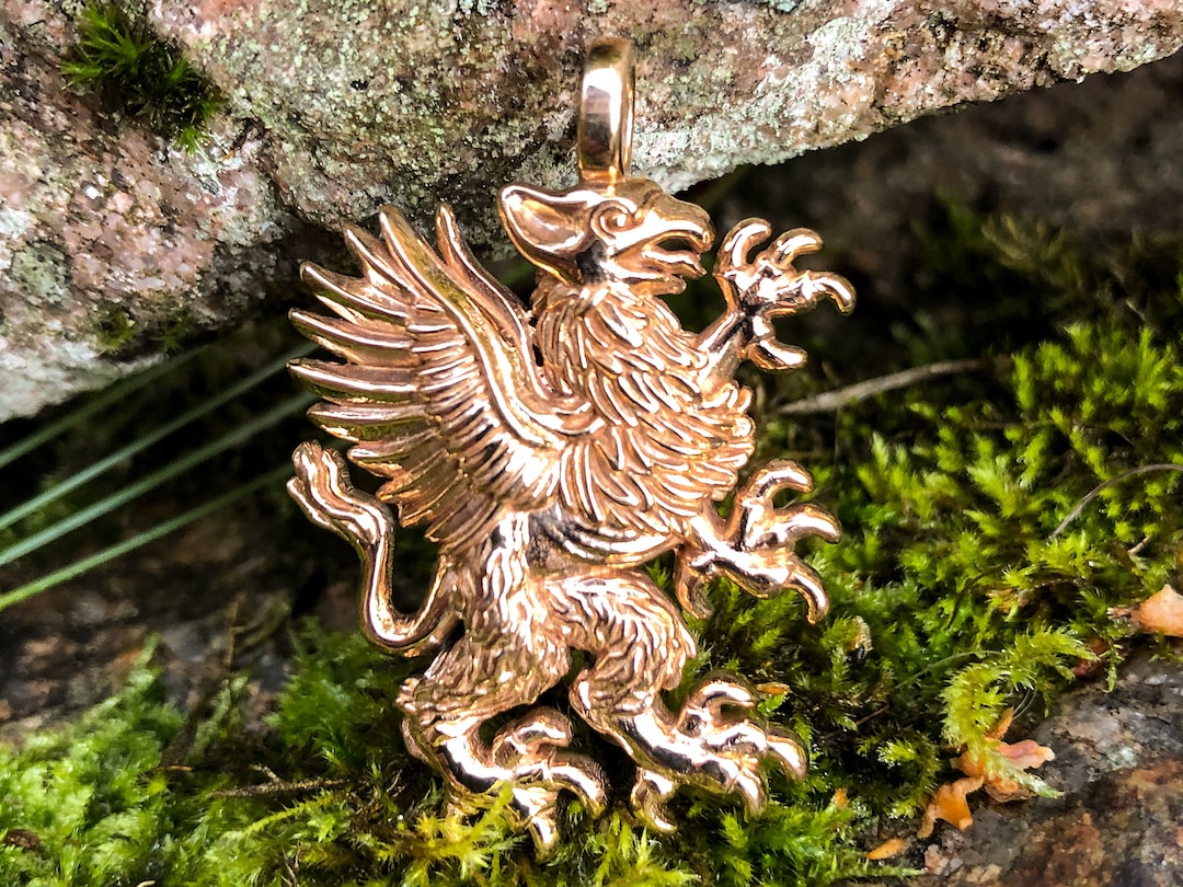 Griffin Necklace Pendant, Large Gryphon 3D Jewelry, Medieval ...