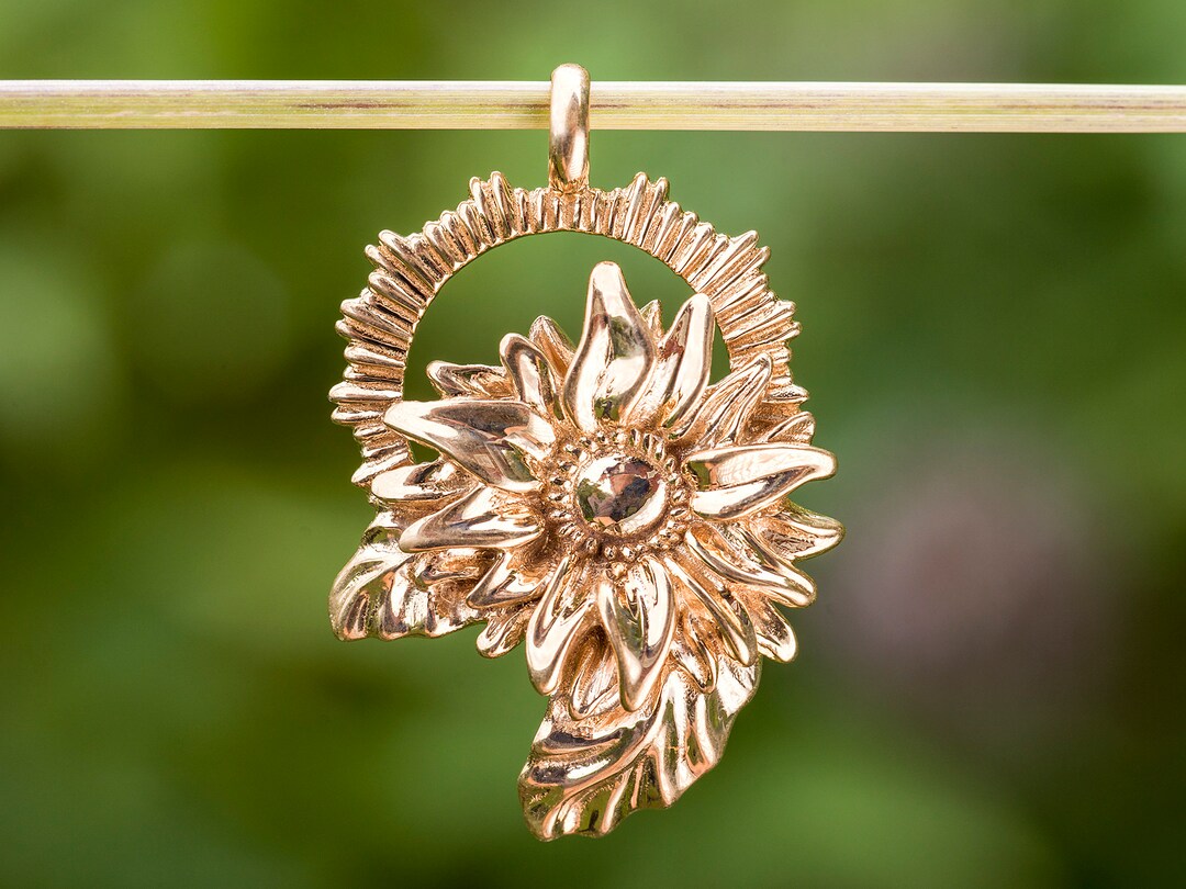 Swedish Boho Midsommar Flower Sun Necklace Pendant, Midnight Sun ...