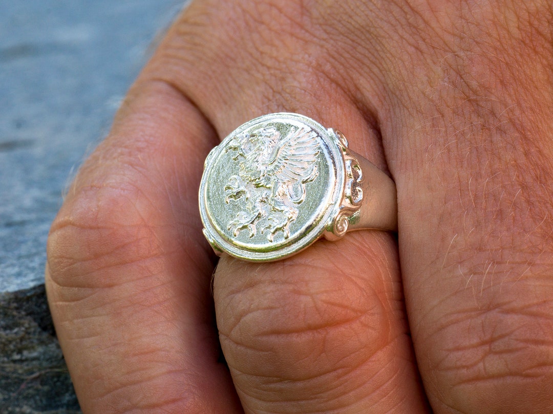 Griffin Ring Gryphon Jewelry Family Crest Signet Ring - Etsy