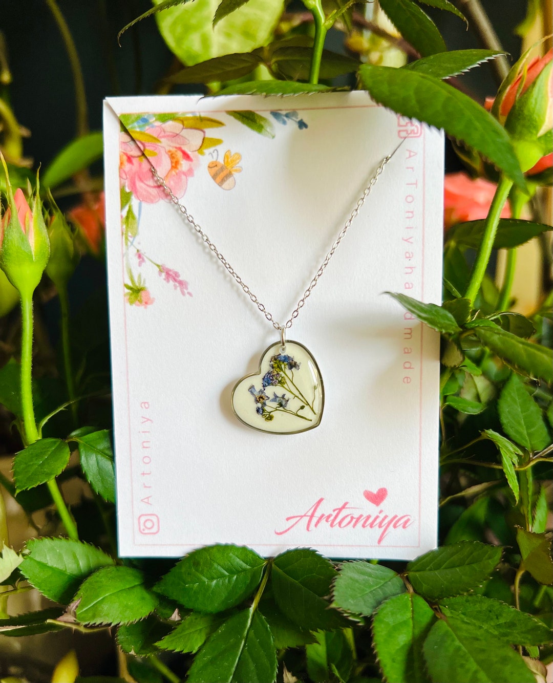 Forget Me Not Heart Necklace, Memorial Jewellery, Forget Me Not Flower ...