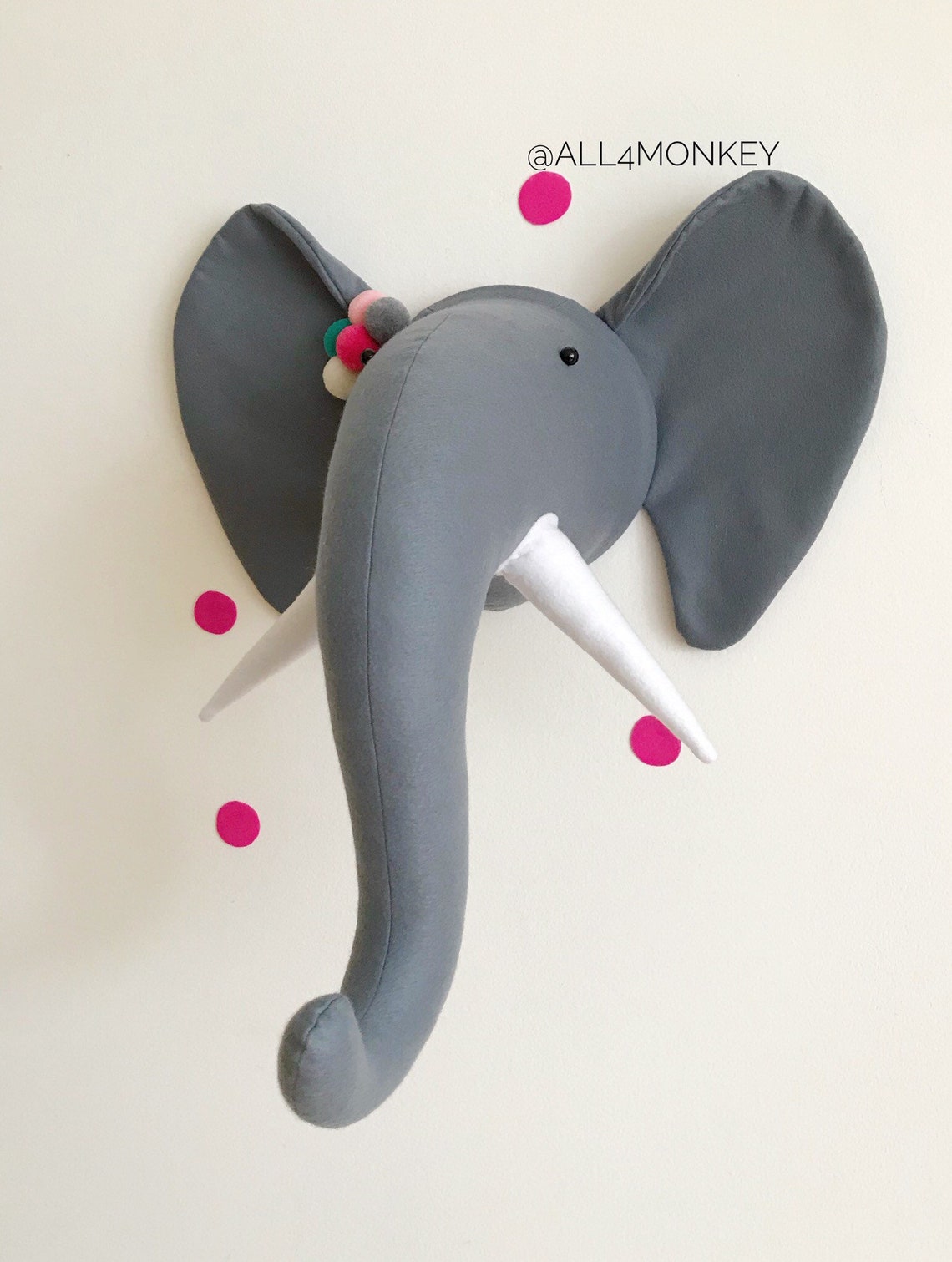 Felt Elephant Head Wall Mount: Nursery Circus Decor - Etsy