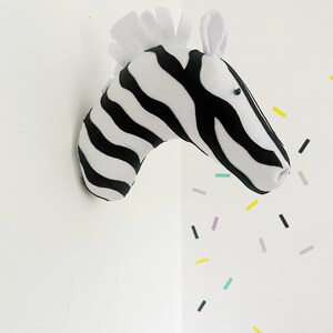 Zebra Head on the Wall , Felt Faux Taxidermy Head, Fabric Wall Mounted ...