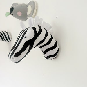 Zebra Head on the Wall , Felt Faux Taxidermy Head, Fabric Wall Mounted ...