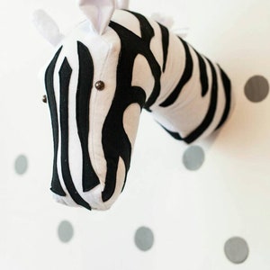 Zebra Head on the Wall Felt Faux Taxidermy Head Fabric Wall | Etsy