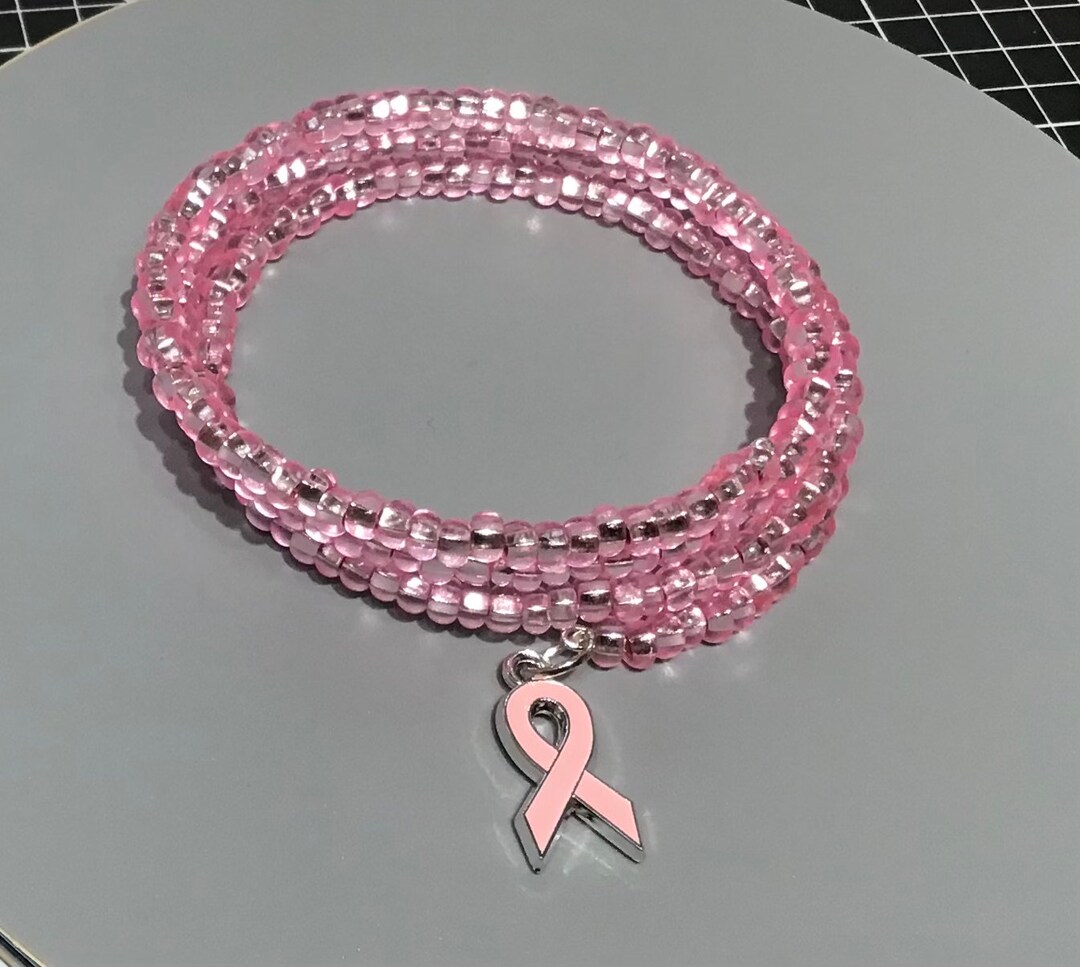 Wrap Around Breast Cancer Awareness Beaded Bracelet With Hope or Pink ...