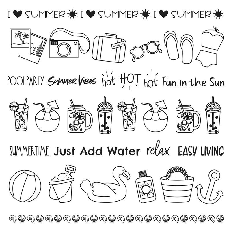 Close to My Heart i Heart Summer Stamp of the Month Item S2206 Set of 7 ...