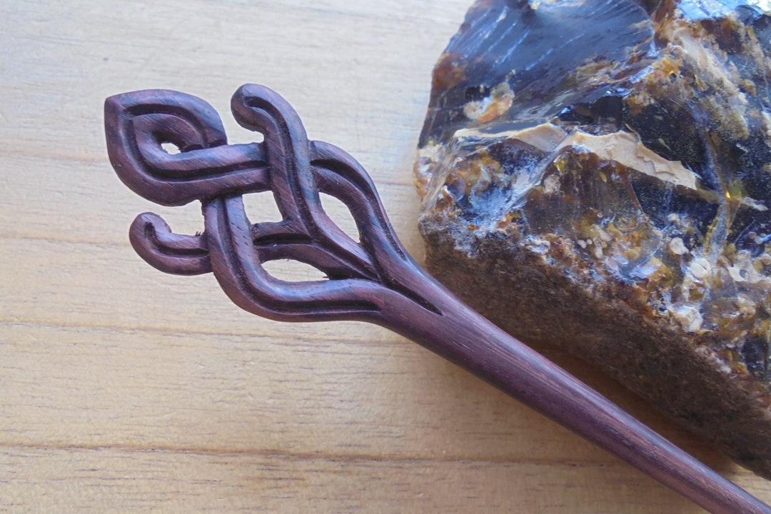 One/single Prong Wood Celtic Hair Stick, Celtic Knot Hair Pin, Eco ...