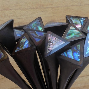 1 Prong Wood Hair Sticks With Paua Shell Inlay, Hair Pin, Hair Fork ...