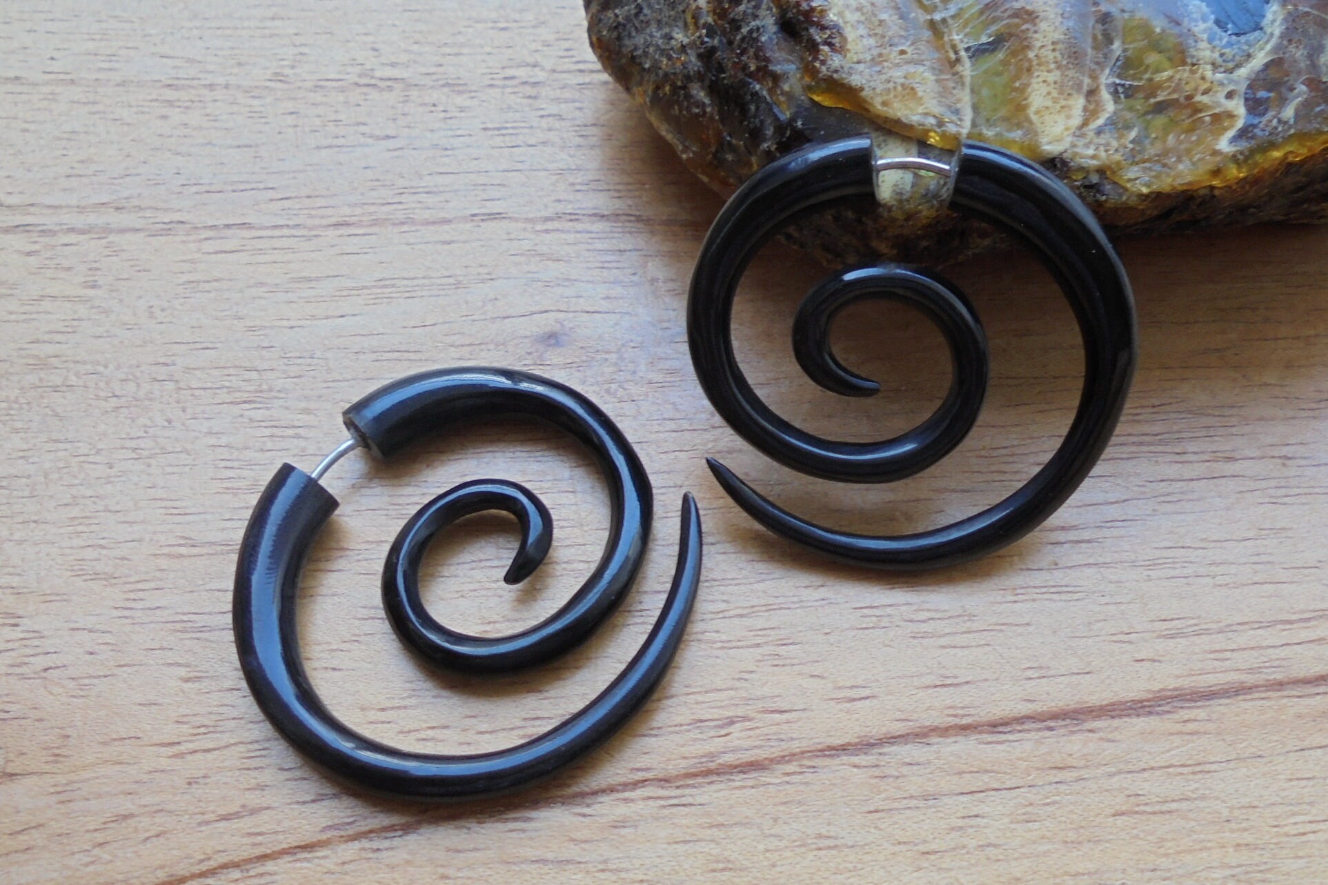 Spiral Fake Earrings Fake Gauge Earrings Horn Tribal Fake - Etsy