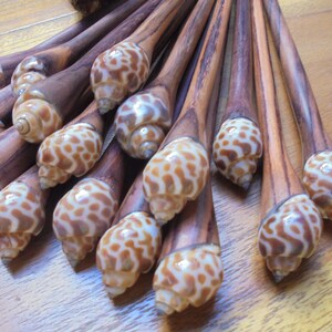 Sea Shell Wood Hair Stick in 1 Prong, Hair Pin, Hair Fork, Hair ...