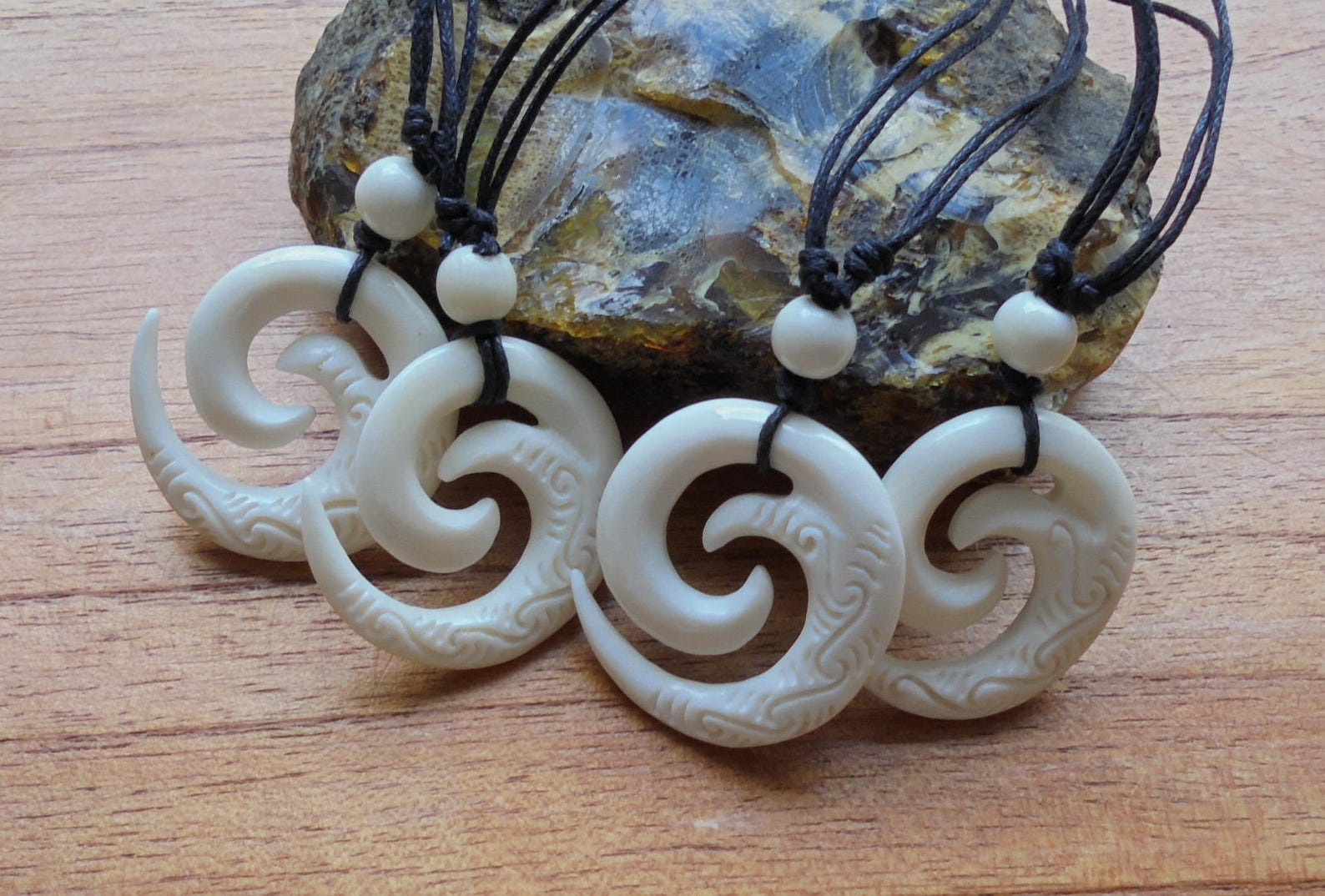 Maori Koru Spiral Bone Necklace Bone Pendant Bali Bone | Etsy