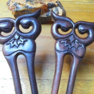 Sono Wood Owl Hair Sticks, 2 Prong Hair Fork - Etsy
