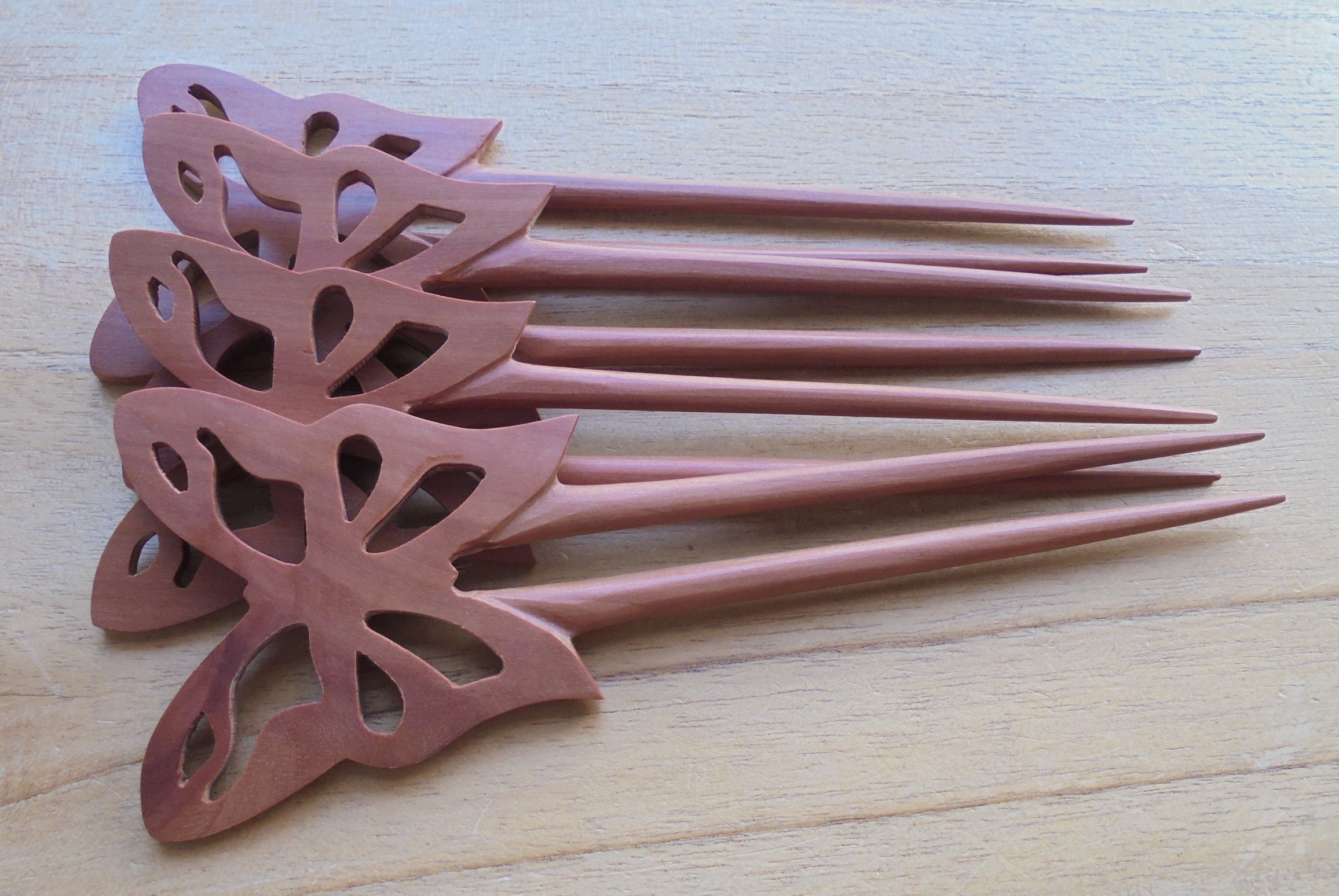 2 Prongs Butterfly Hair Fork Wood Hair Sticks Hair Pin Hair | Etsy