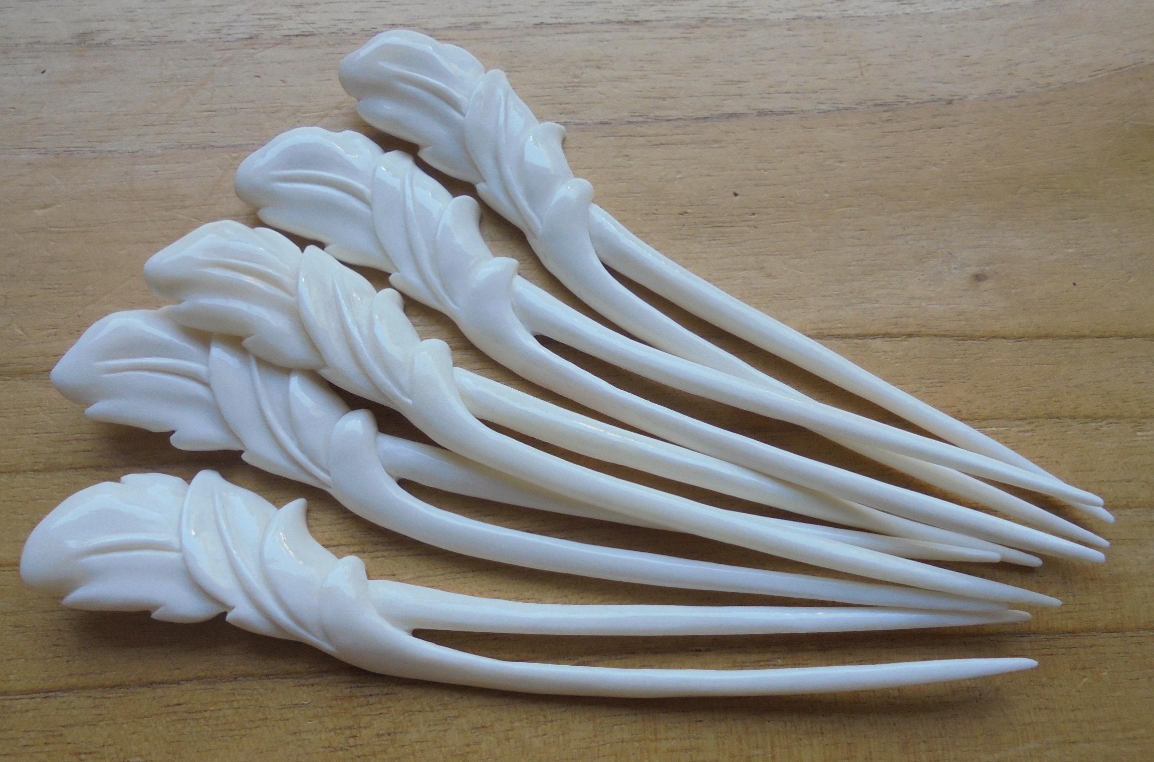 2 Prongs Bone Hair Sticks, Leaf Hair Pin, Rose Hair Stick HS L11 BN - Etsy