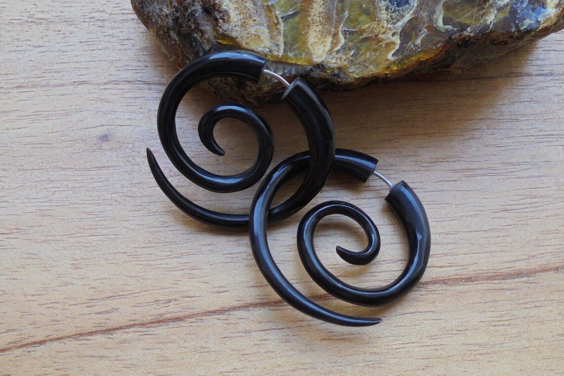 Spiral Fake Earrings Fake Gauge Earrings Horn Tribal Fake - Etsy