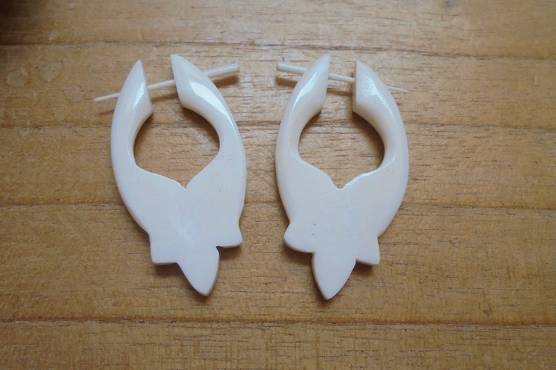 Buffalo Bone Flower Earrings: Bali Stick Post Jewelry - Etsy
