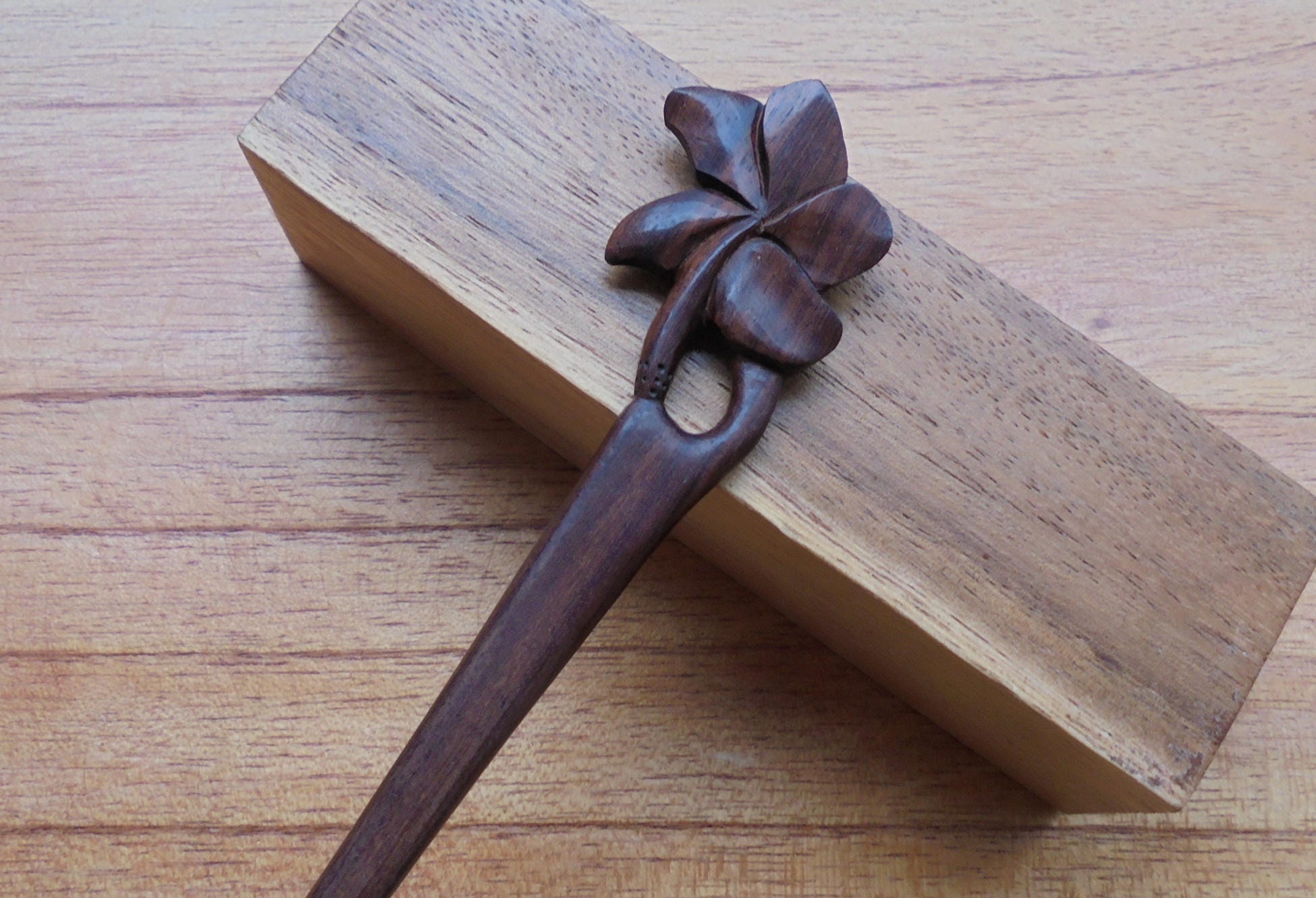 1 Prong Flower Wood Hair SticksHair Pin Hair Fork Hair | Etsy