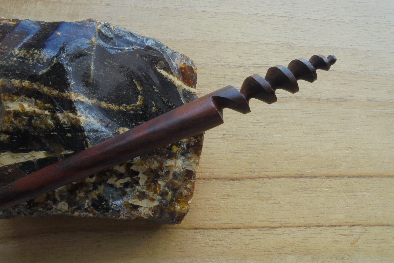 THREADED Wood Hair Stick Spiral Wood Hair Pin Eco Friendly | Etsy