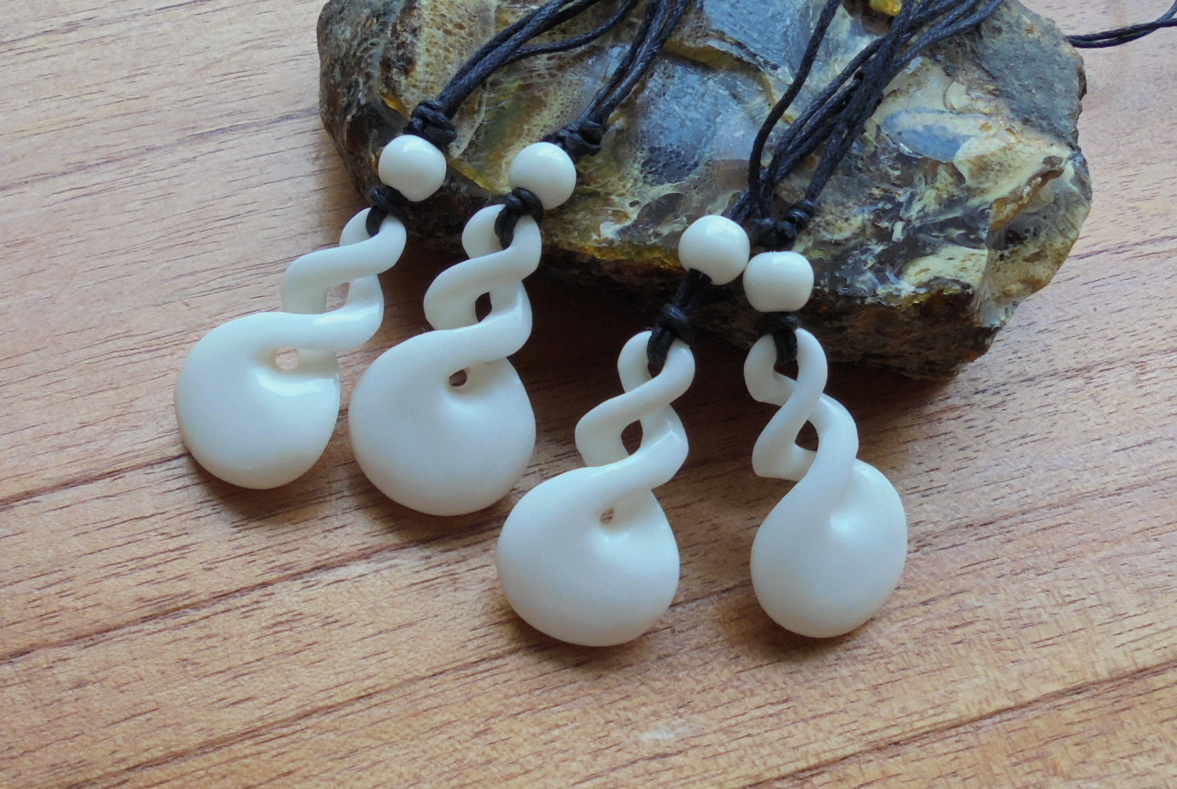 Double Twist Bone Necklace Bone Pendant Bali Bone Carving | Etsy